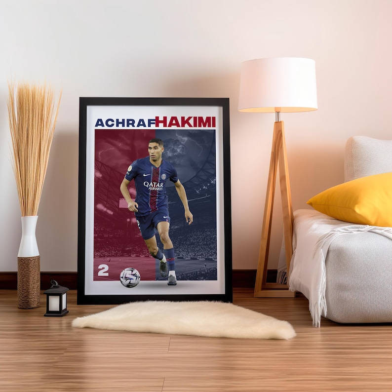 Achraf Hakimi Soccer Poster, Sports Room Decor (digital Download A3 300 ...