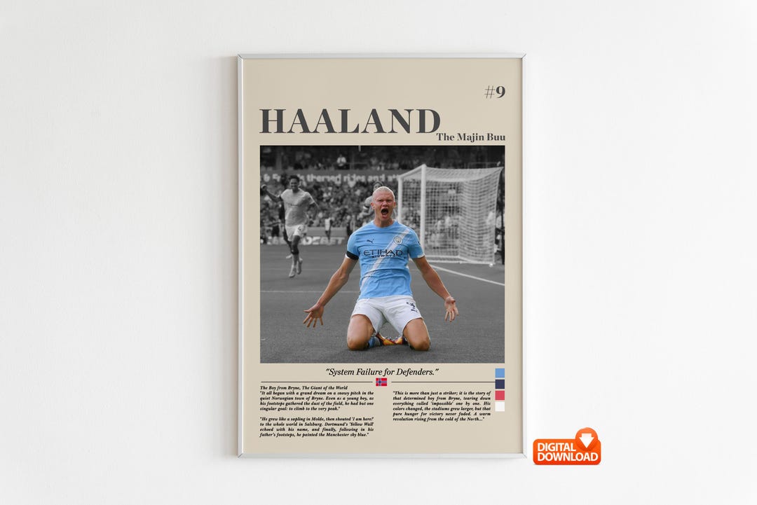 Erling Haaland Poster, Soccer Star Art Print (digital Download A3 300 ...