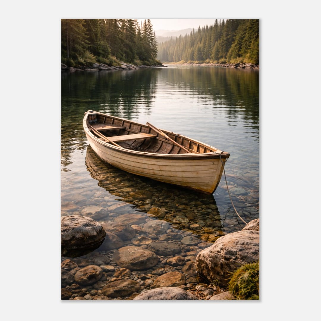 Wooden Rowboat Lake Wall Art Photo - Etsy