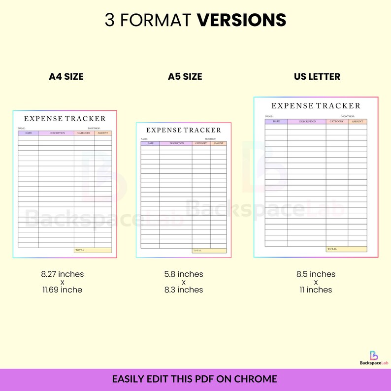 Editable Expense Log Printable, Fillable PDF, Personal Finance Tracker ...