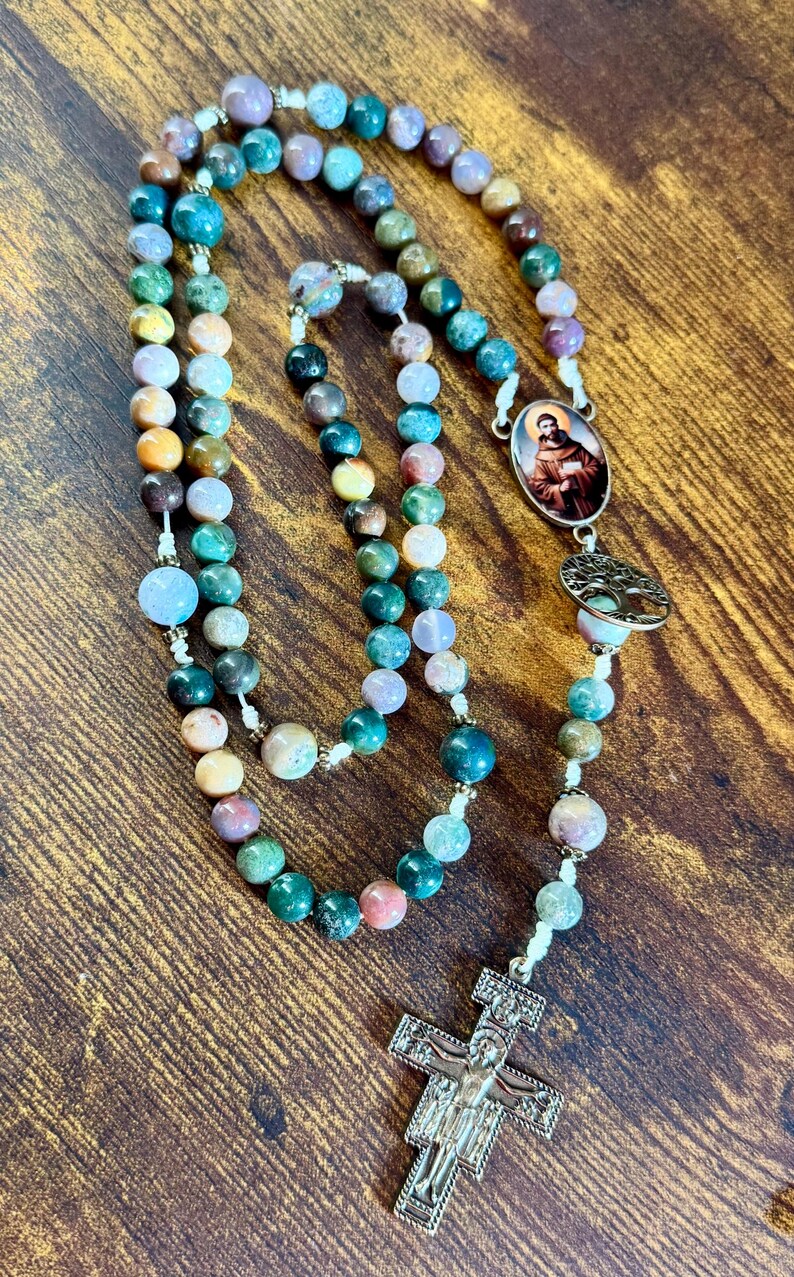 Franciscan Crown Rosary - Seven Joys of Mary, Agate or Lava & Jade ...