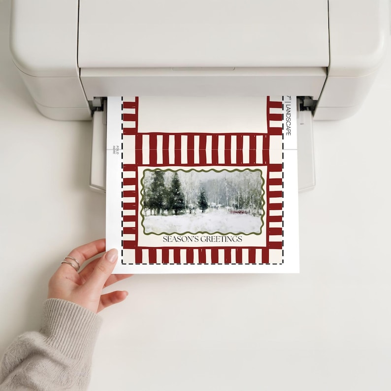 Printable Christmas Card, Holiday Greeting, Winter Trees Forest ...
