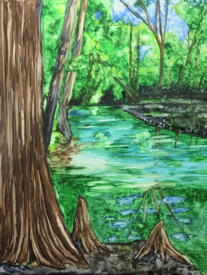 Original Watercolor Painting Ginnie Springs Florida Natural Water ...