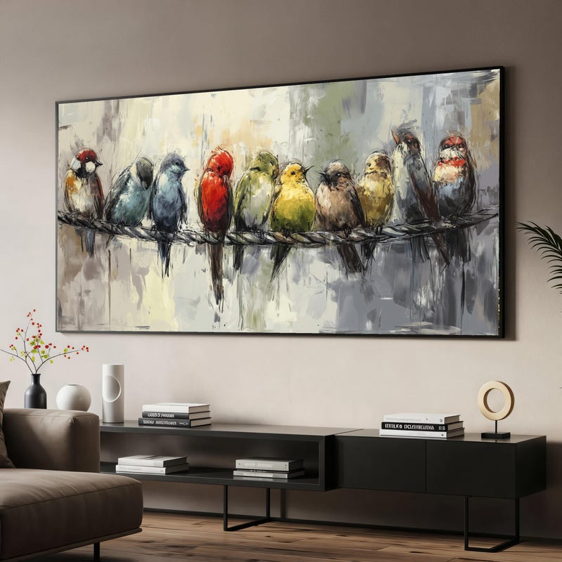 Funky Birds Canvas Art - Etsy New Zealand