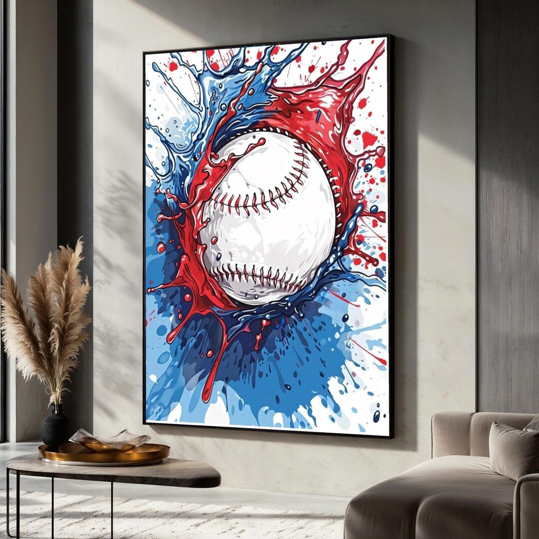 Baseball Splash Art, Red and Blue Paint, Sports Canvas Print - Etsy