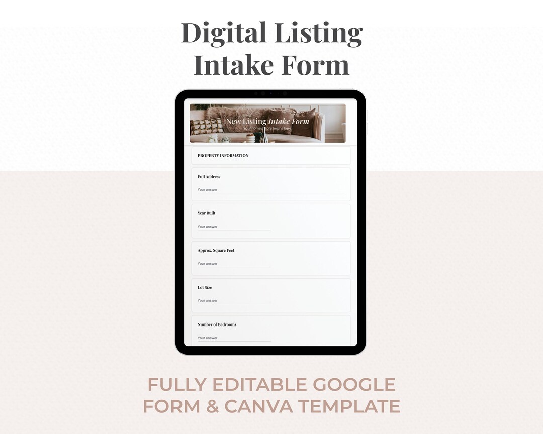 Listing Intake Form | Editable Google Form Template + Canva Headers ...