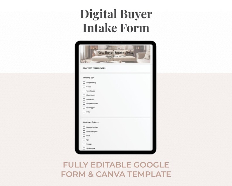 Buyer Intake Form | Editable Google Form Template + Canva Headers ...