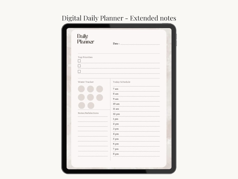 Daily Planner Page Printable | Simple Schedule | iPad Planner PDF - Etsy