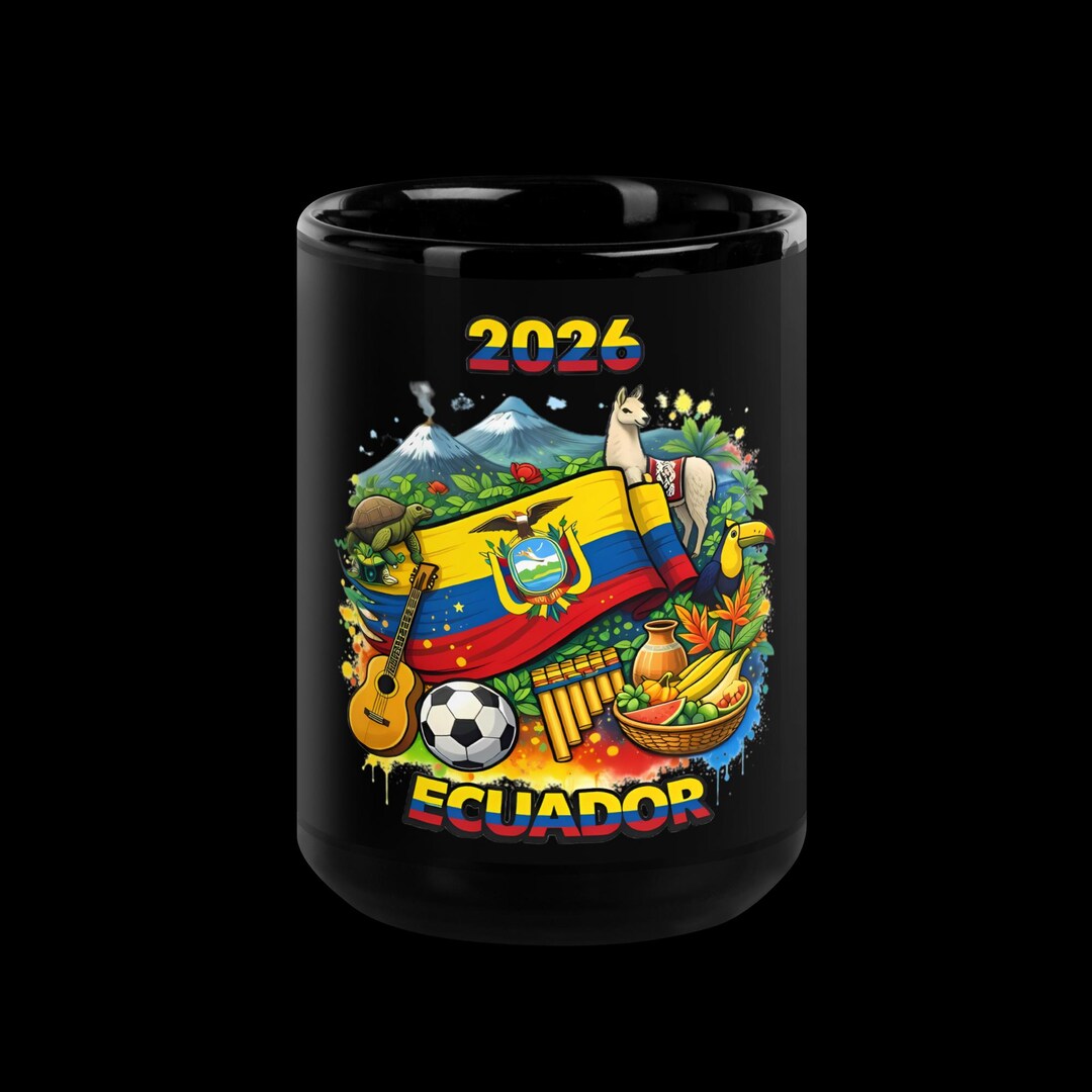 Ecuador Soccer Fan Black Glossy Mug | 2026 Football - Etsy