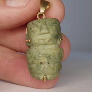 14k Gold & Carved Jade, Ancient Aztec, God of Fire, Pendant for a ...