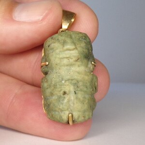 14k Gold & Carved Jade, Ancient Aztec, God of Fire, Pendant for a ...