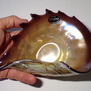 Vintage Glass Art Conch Shell Bowl by Jozefina Krosno of Poland. 7.75 ...