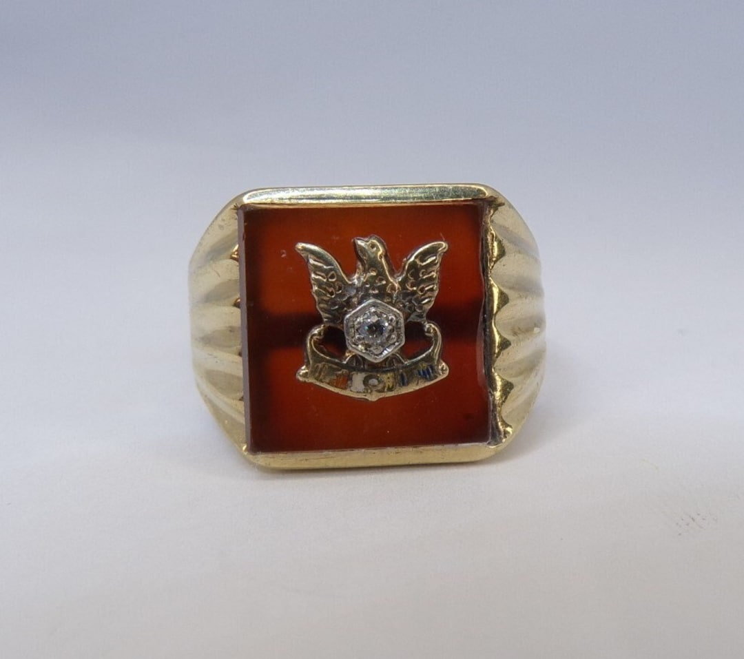 Dason, 10k Gold & Diamond, Vintage Fraternal Ring. Size 11, Vintage. 5 ...