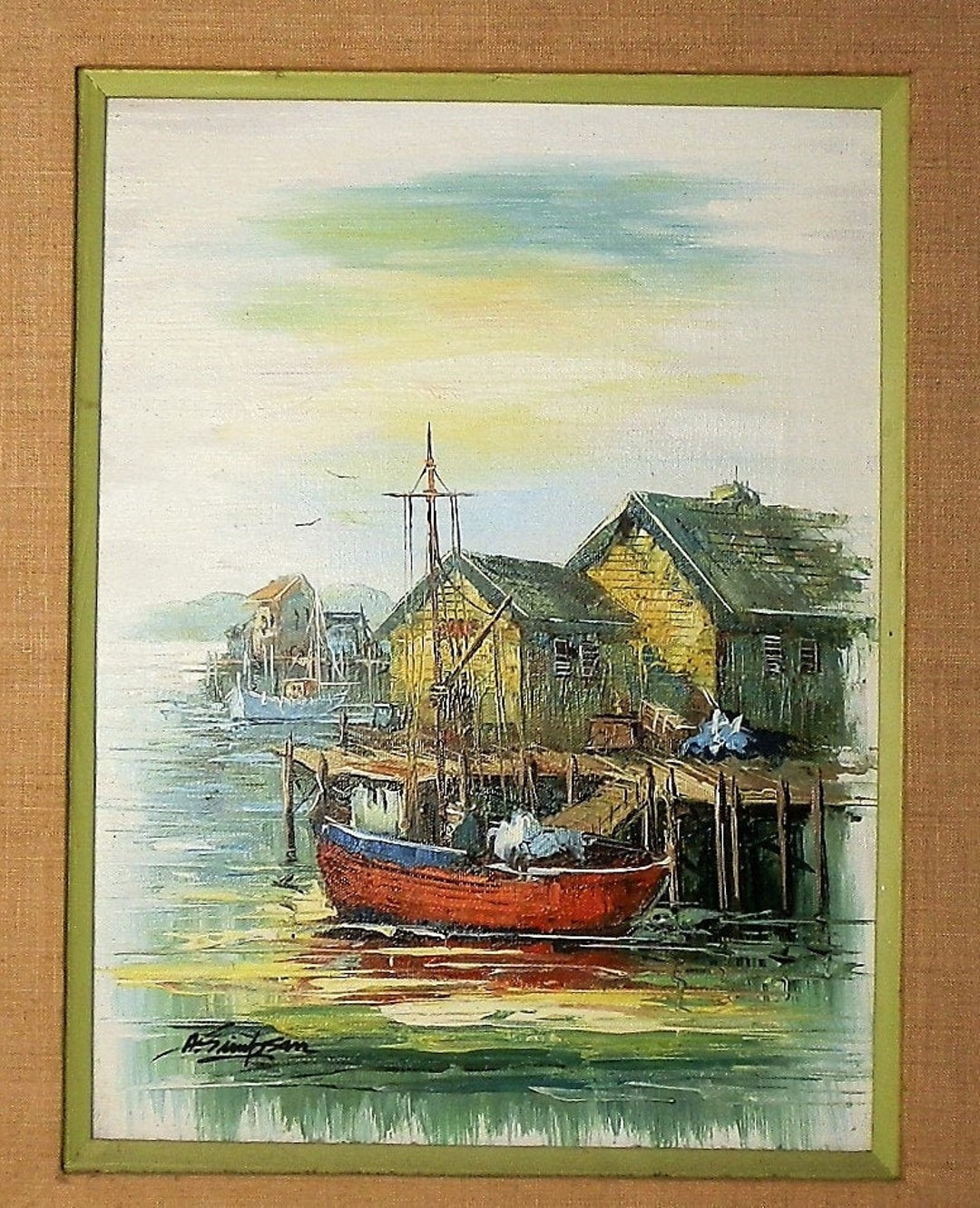 Oil Painting by A. Simpson. 12 X 16. Nautical Artist. Harbor Scene. on ...