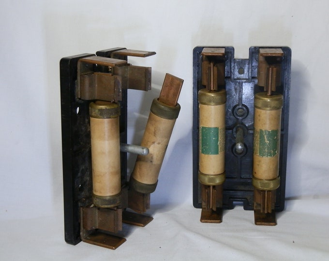 Two Vintage Wadsworth 100AMP Fuse Holders, Pull Out, Used, With Fuses ...