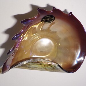 Vintage Glass Art Conch Shell Bowl by Jozefina Krosno of Poland. 7.75 ...