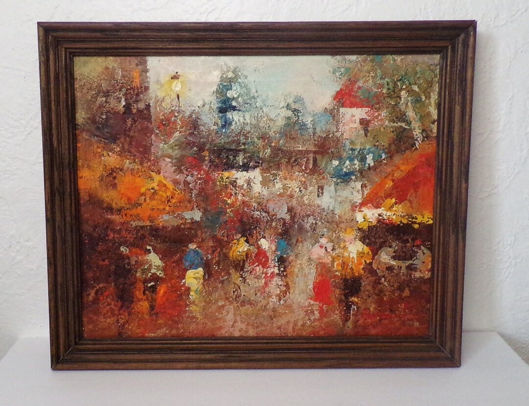 Original Oil Painting by Edward Barton, European Street Cityscape Mid ...