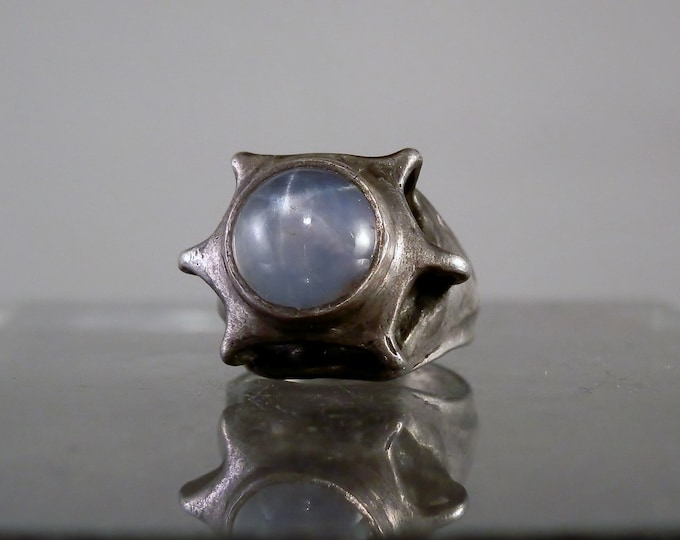 Vintage Artisan Light Blue Star Sapphire and Silver Size 6 Ring - Etsy