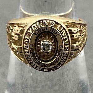 Brigham Young University 10k Gold & Diamond Class Ring. Size 5.25 ...
