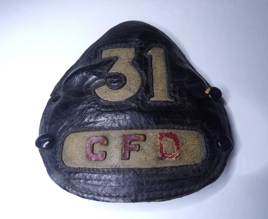 Vintage CFD Fire Department Helmet Leather Badge Front Piece. - Etsy