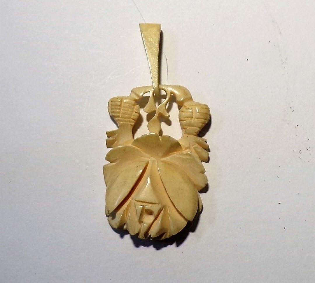 Hand Carved Bone Pendant for a Necklace. Flower Design. 2.25". - Etsy