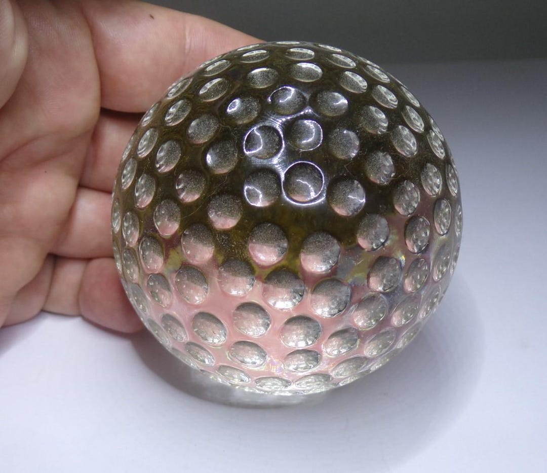 3" Solid Glass Paperweight, Dimpled Golf Ball Design. - Etsy