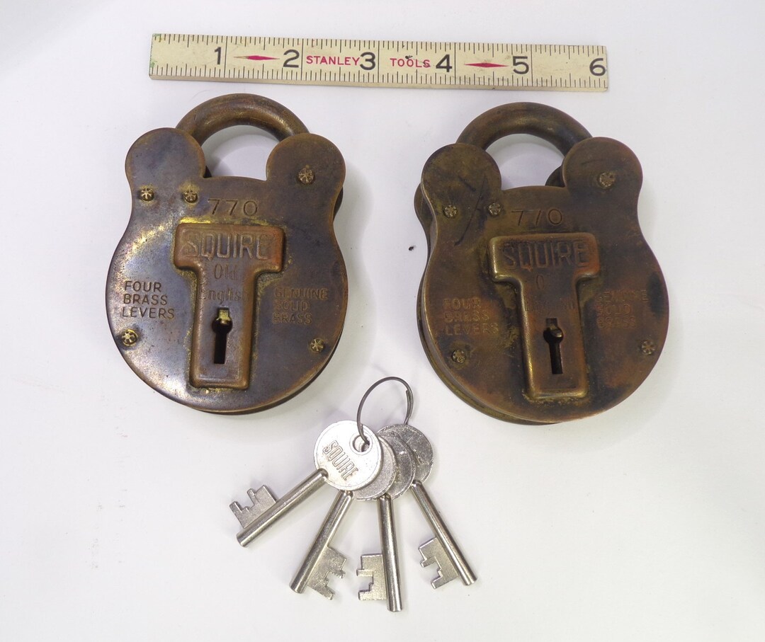 Antique Squire Brass Locks With Keys. Matched Set of 2. Made in England ...