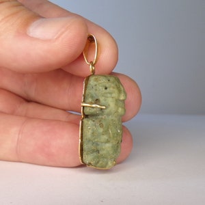 14k Gold & Carved Jade, Ancient Aztec, God of Fire, Pendant for a ...