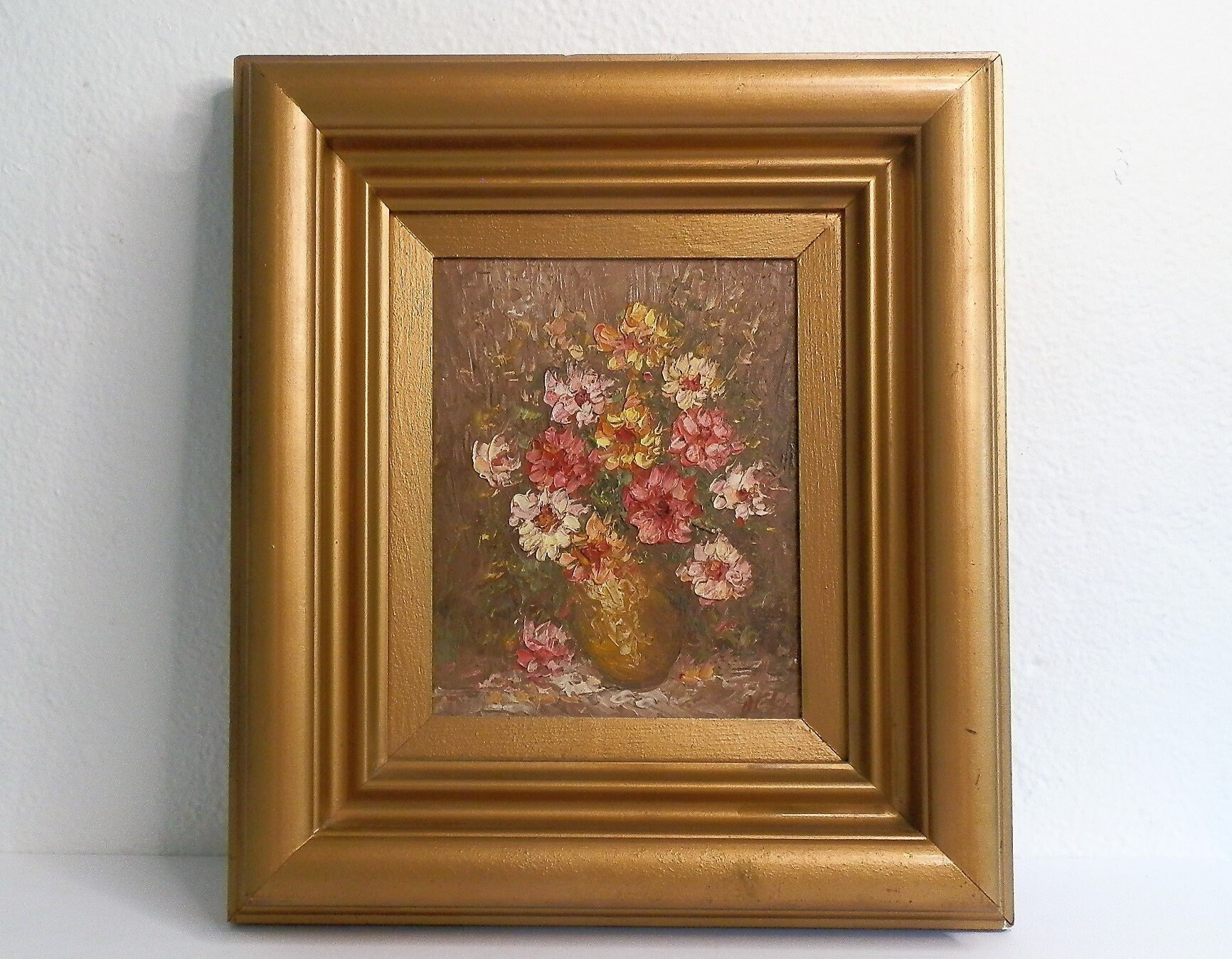 Oil Painting Art & Collectibles Petite Floral Still Life Framed Oil ...