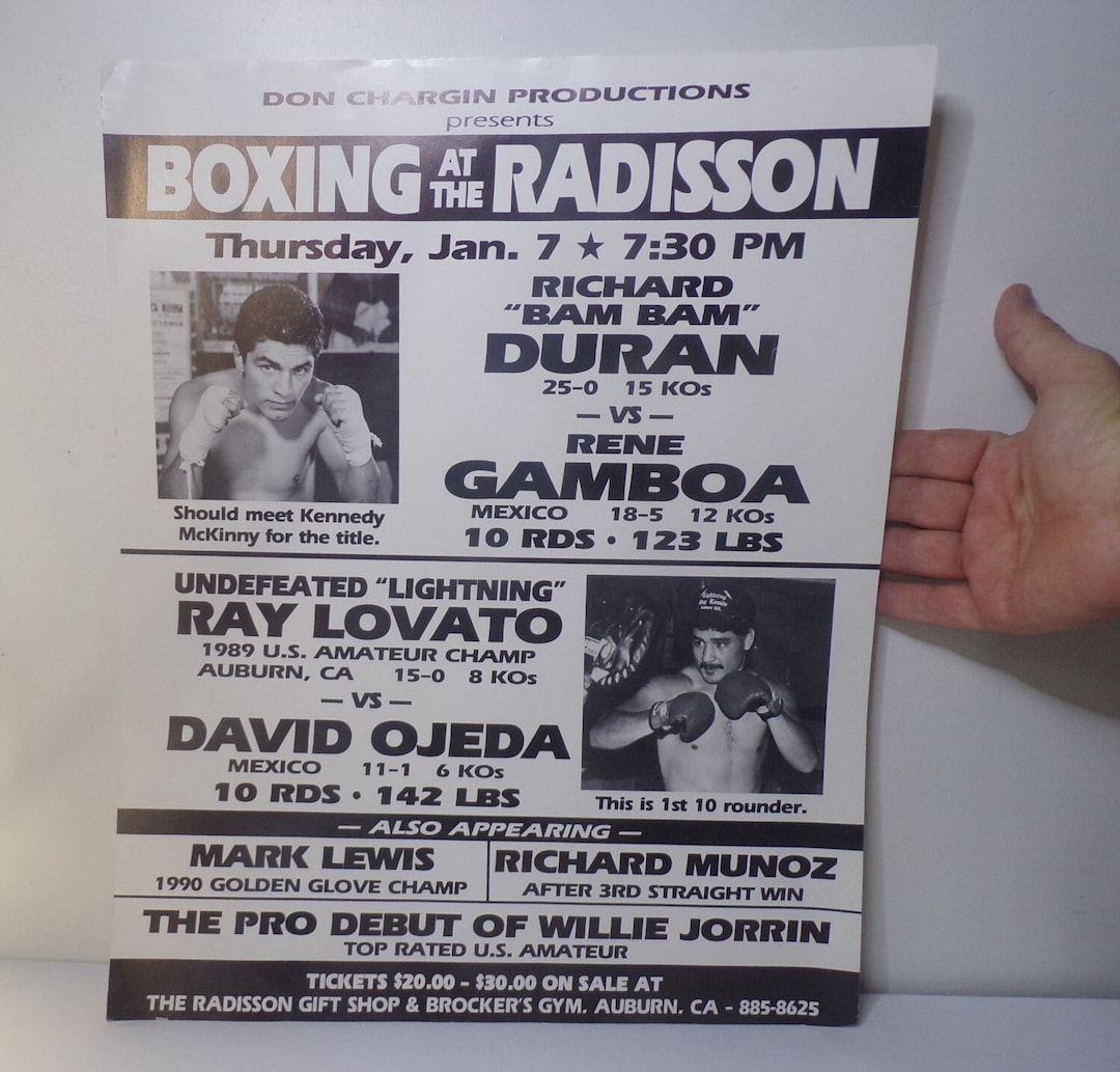 Don Chargin Vintage Boxing Flyer Poster. 15x18, Ray Lovato, Radisson ...