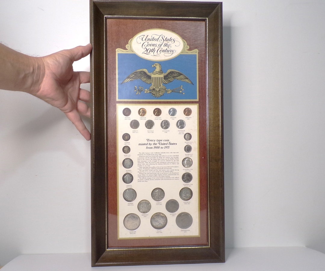 Vintage 25 Coin Set. Silver US Coins of the 20th Century. Framed ...