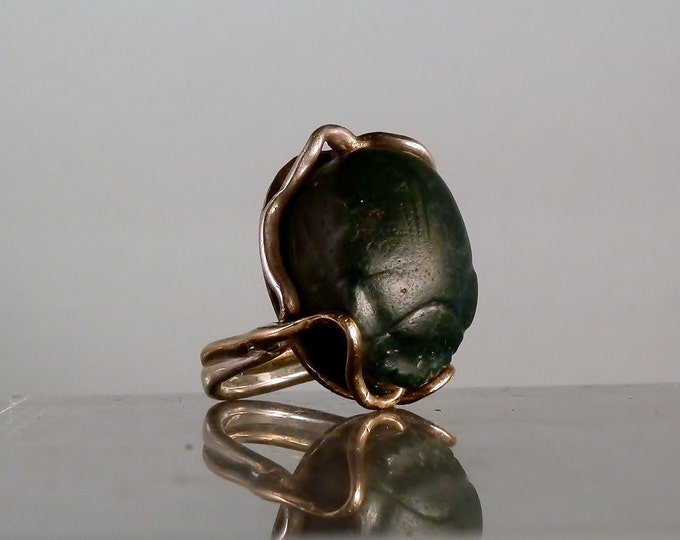 Theodore Drendel Jewelry Fine Gold Ring Carved Nephrite Jade Scarab 14k ...