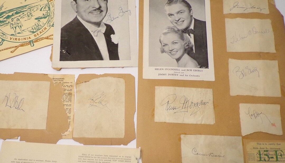 Signed Autograph Collection. Glenn Miller, Count Basie, Dorsey and More ...