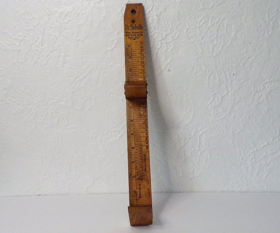 Vintage Dr Scholls Foot Measure and Shoe Size Indicator Tool, Oak ...