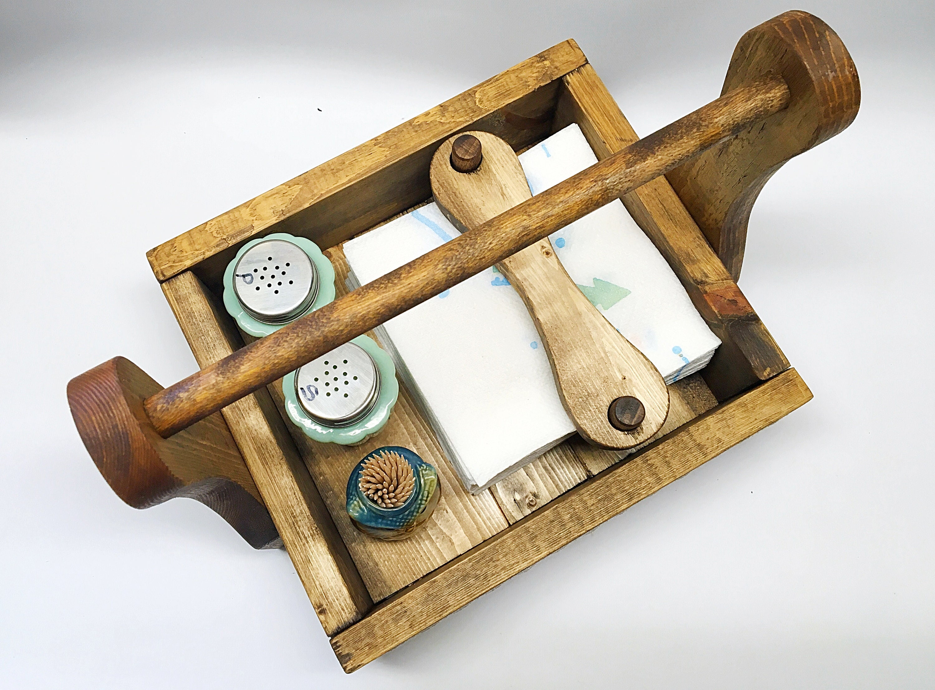 Kitchen Table Caddy Organizer Wood Napkin Holder Table Center | Etsy