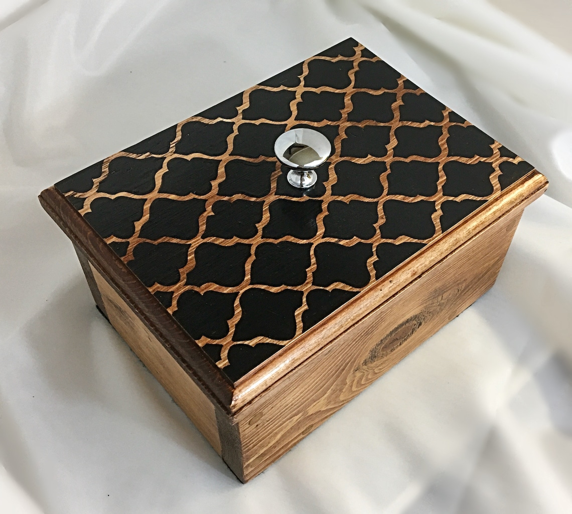 Handcrafted Wood Box Decorative Moroccan Tile Design Fathers | Etsy