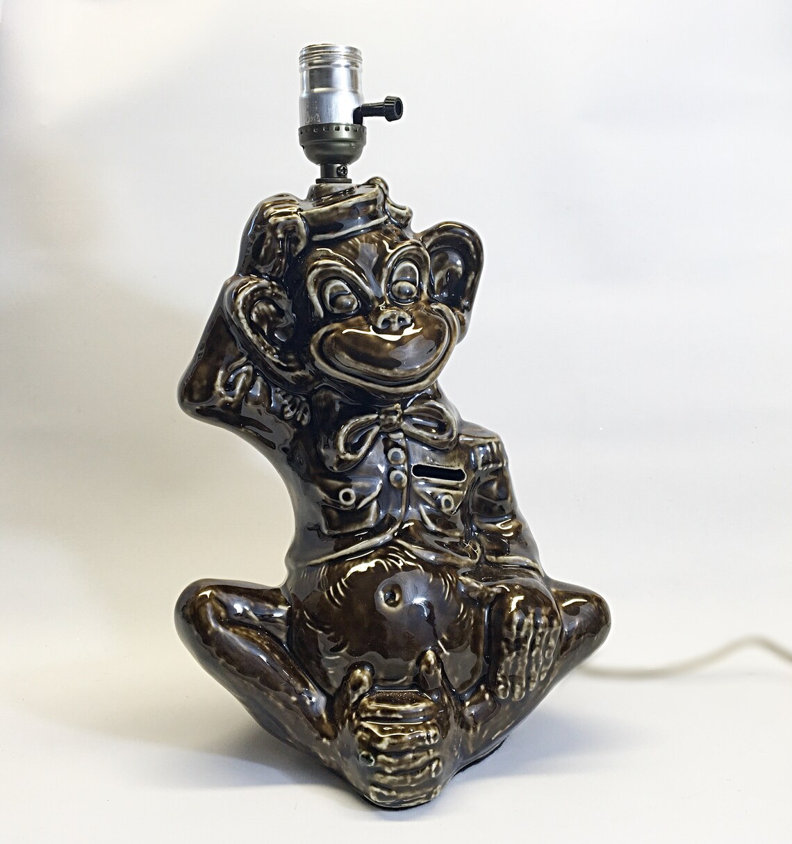 Vintage Ceramic Monkey Lamp Bank With Shade by C. Miller | Etsy