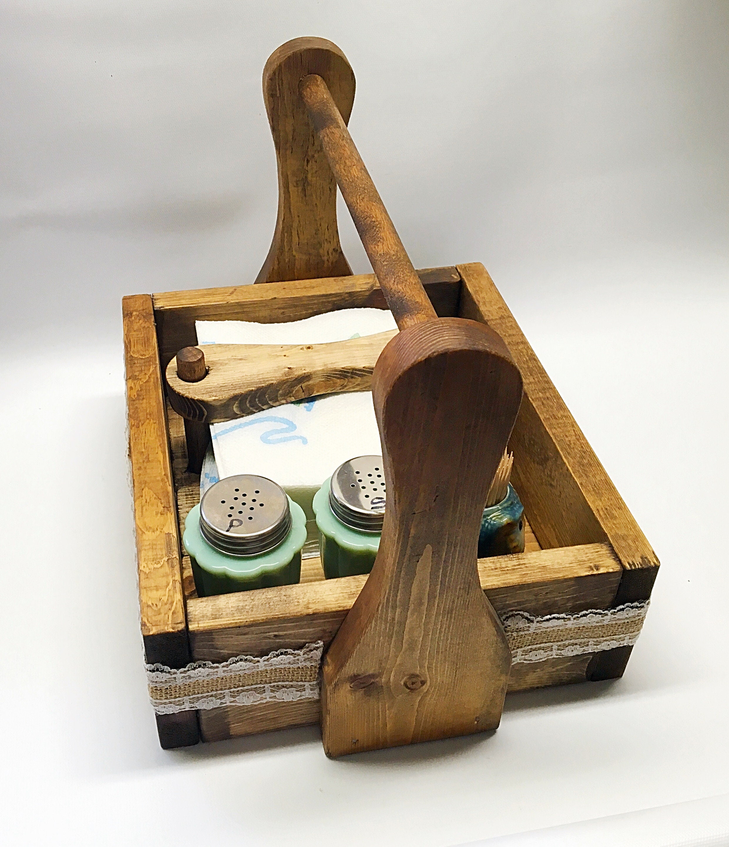 Kitchen Table Caddy Organizer Wood Napkin Holder Table Center | Etsy