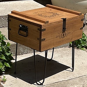Rustic End Table Wood Box Storage Chest Night Stand Industrial ...