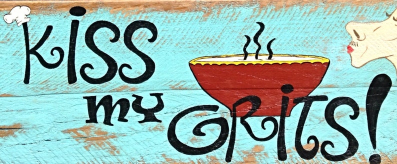 Kiss My Grits Hand Painted Sign on Reclaimed Pallet Wood - Etsy