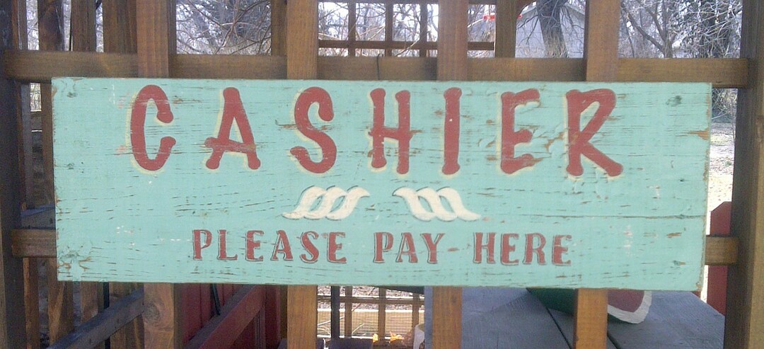 Cashier Sign Hand Painted Reclaimed Wood - Etsy