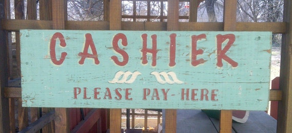 Cashier Sign Hand Painted Reclaimed Wood | Etsy