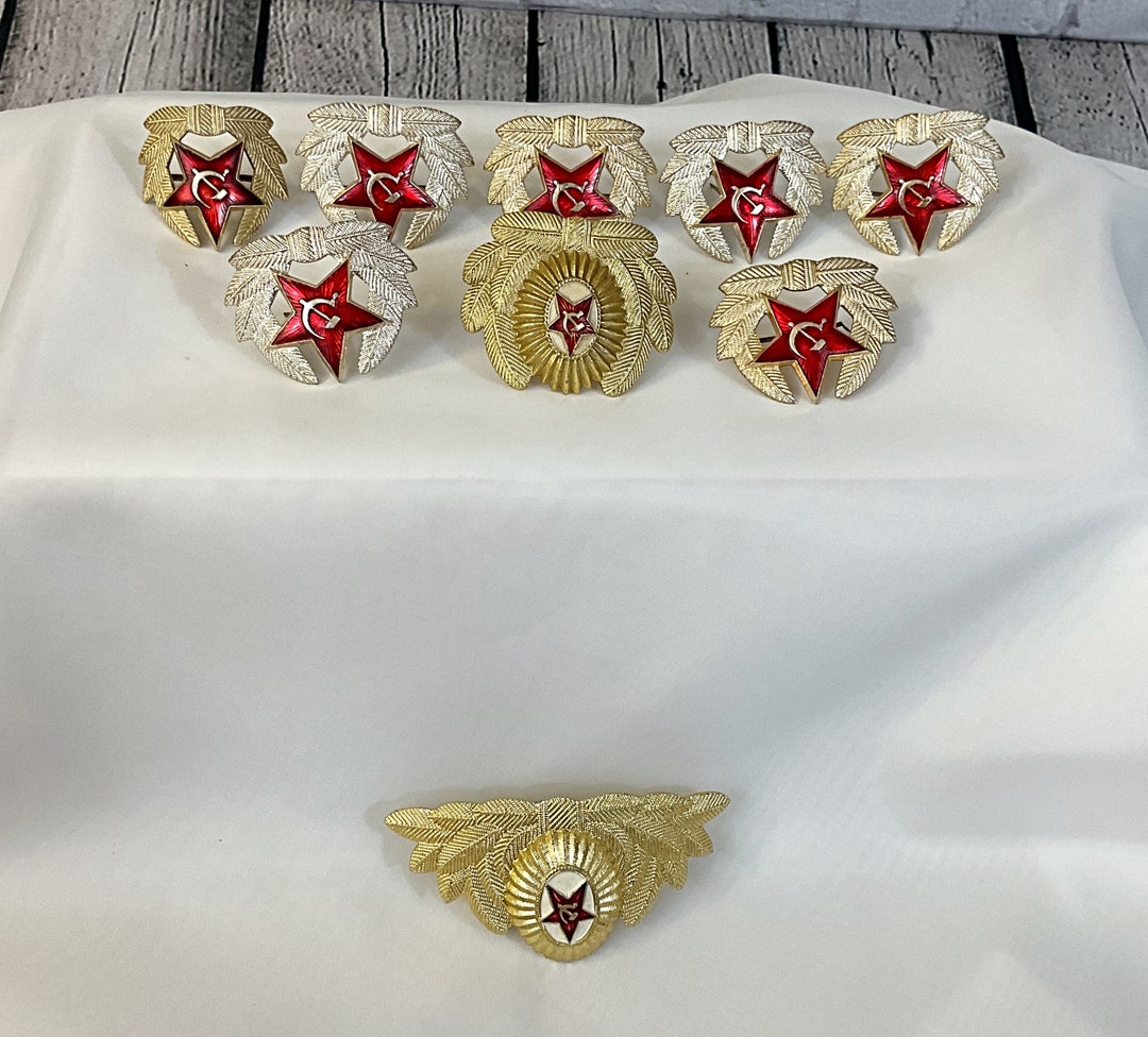 Original Soviet Union Hat Pins 9 Count Military USSR Russian Red Star ...