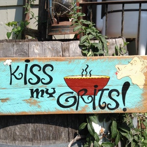 Kiss My Grits Hand Painted Sign on Reclaimed Pallet Wood - Etsy