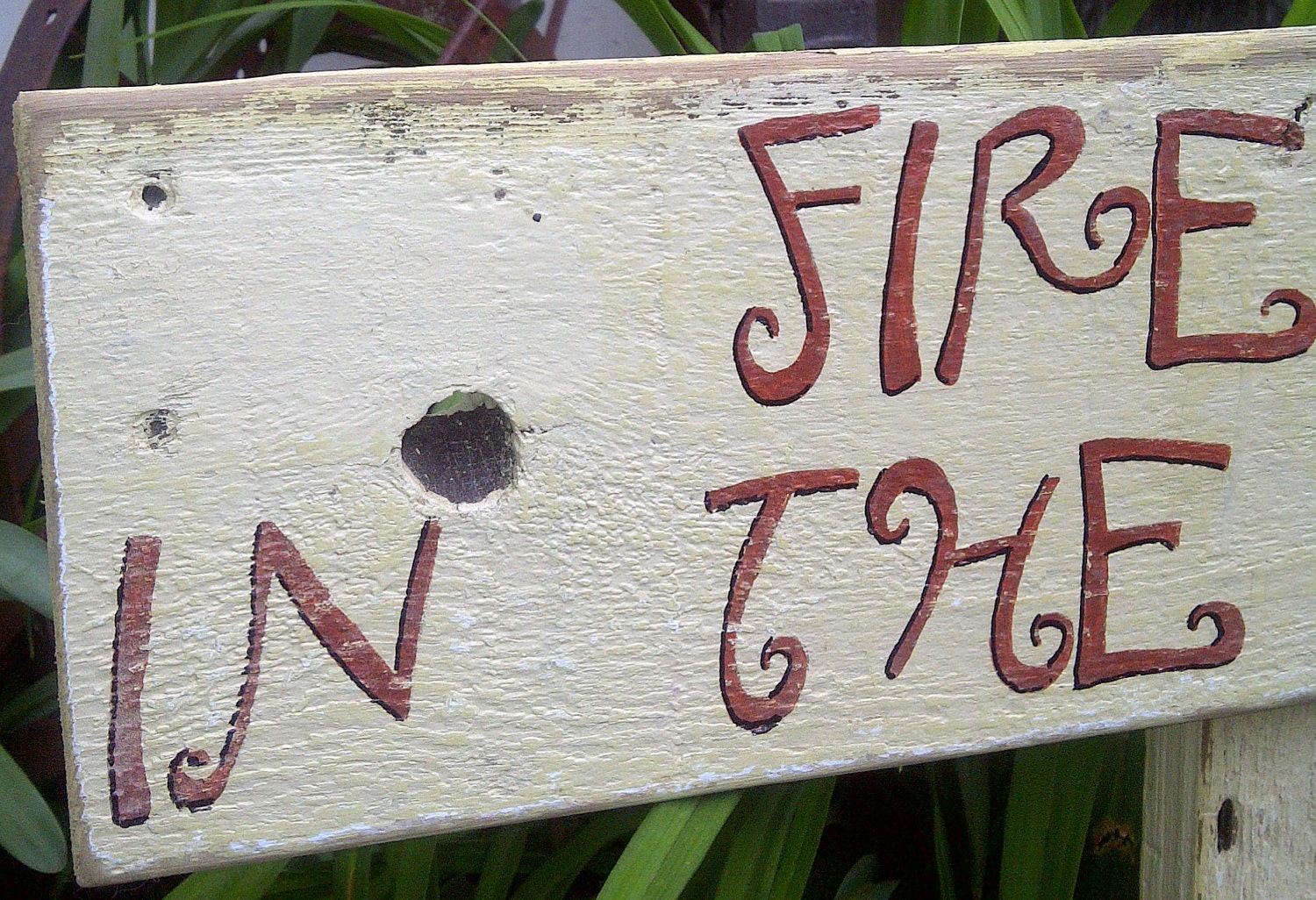 Garden Signs Handpainted Fireflies In The Garden on Reclaimed | Etsy