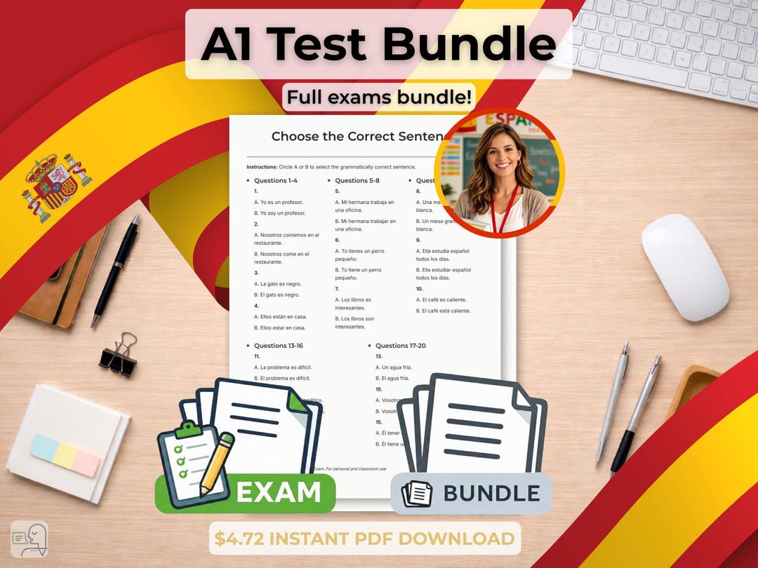 Spanish A1 Exam Bundle Printable PDF | Beginner Tests Vocabulary ...