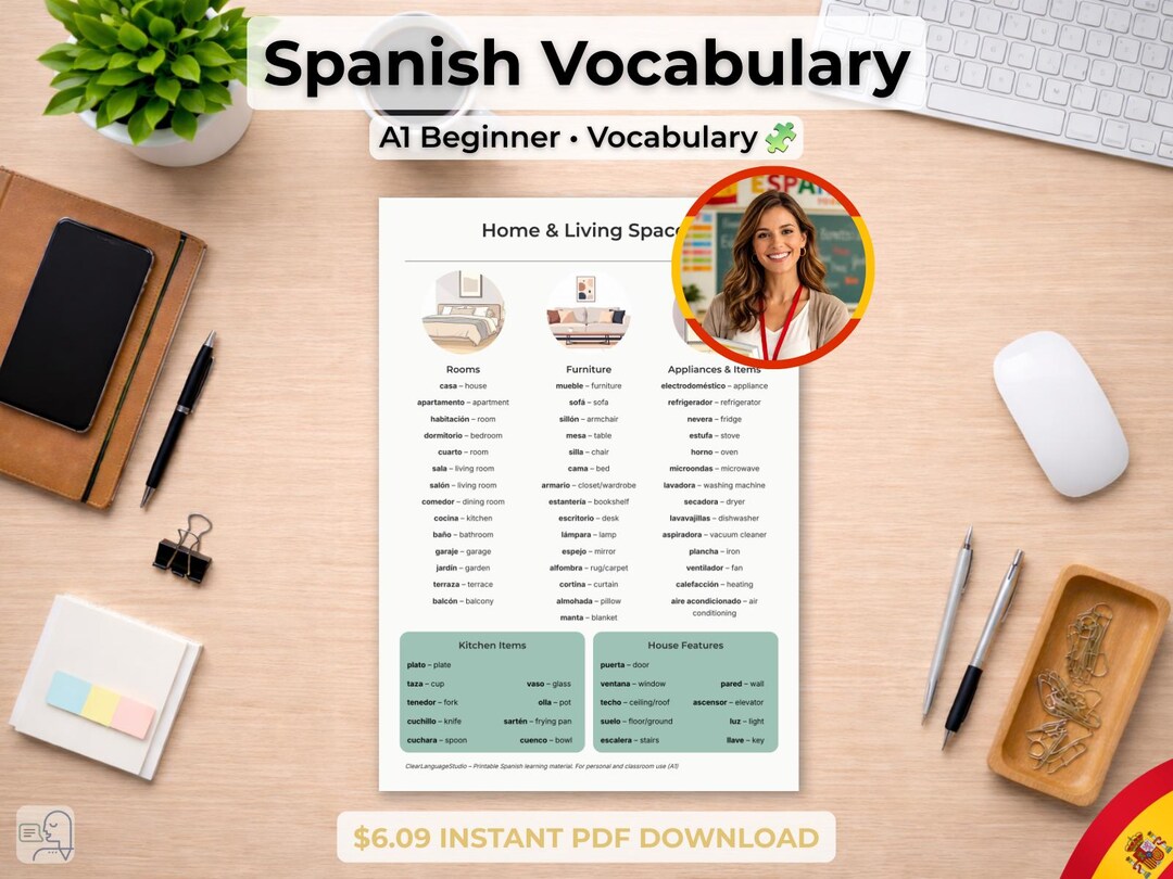 Spanish A1 Vocabulary Master List Printable PDF | Essential Spanish ...
