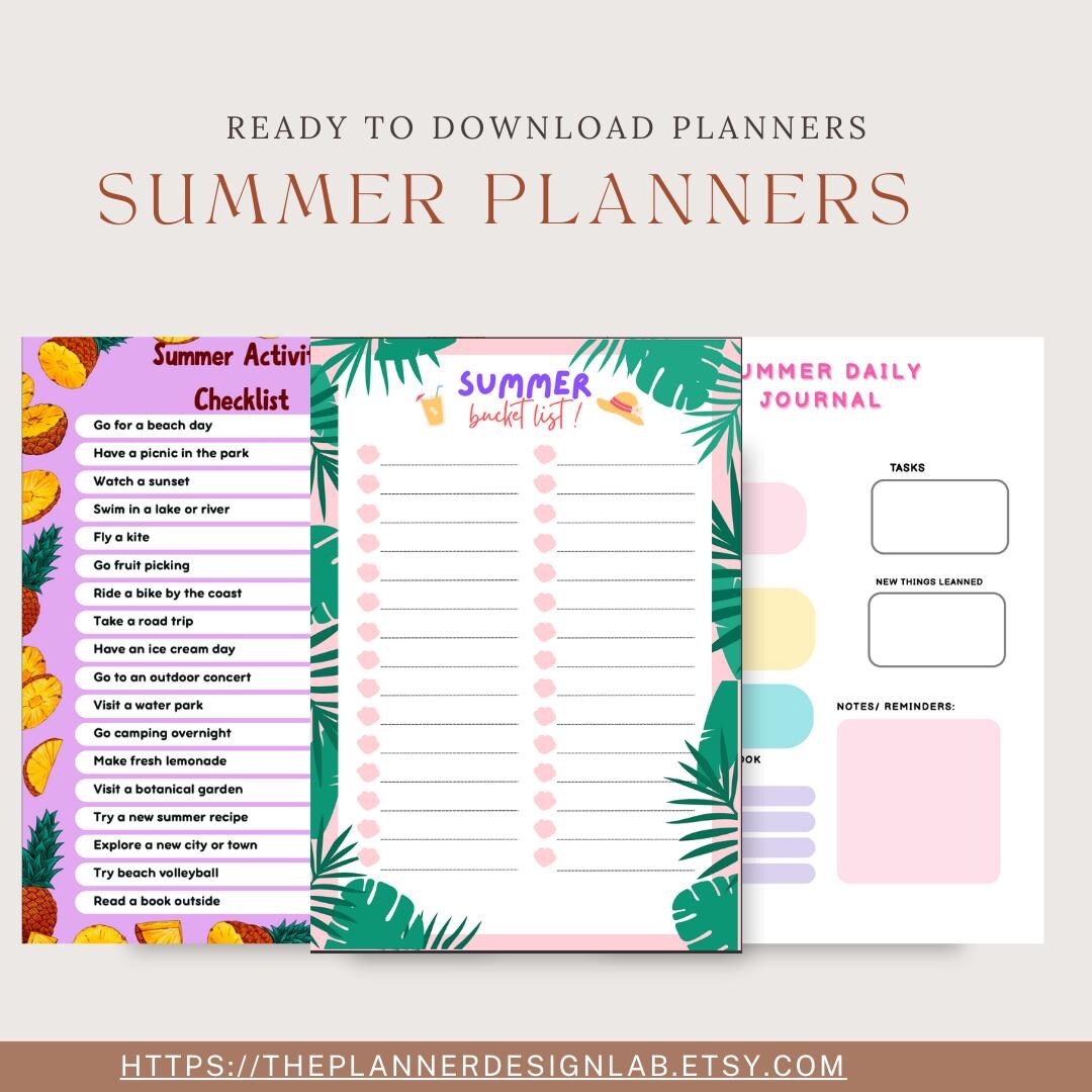 Kids Summer Planner 2026 Printable: Editable Checklist, Bucket List ...