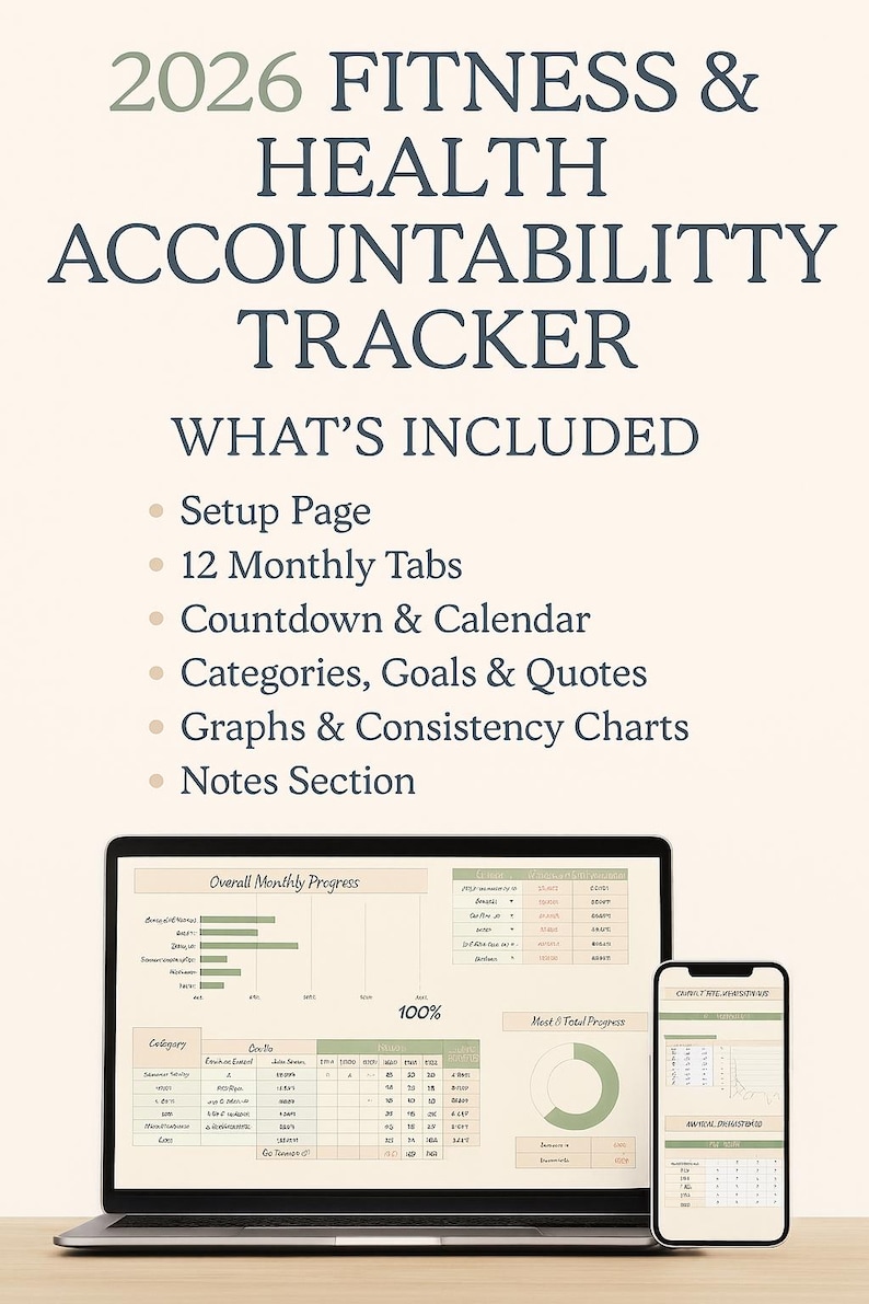 Digital 2026 Accountability Fitness Tracker - Etsy UK