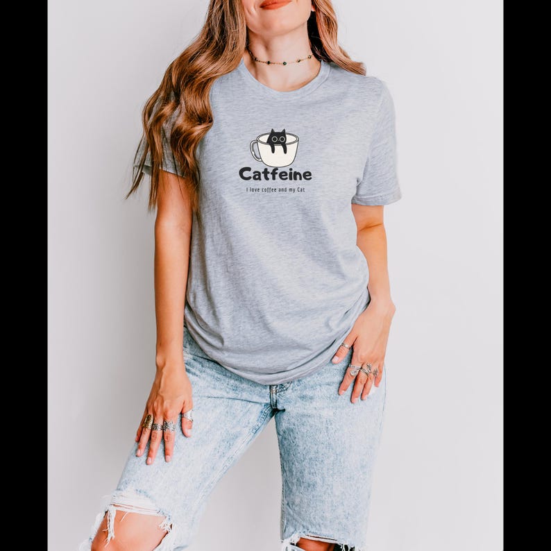 Catfeine Cat in Coffee Cup T-shirt | Coffee Lover Tee, Cat Lover Shirt ...